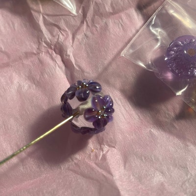 Powder Blue Glass Beads Handmade Glass Beads Lampwork Flower - Etsy