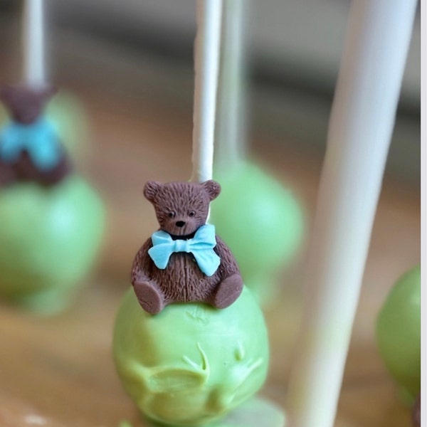 12pcs Fondant Edible Decorations, Bear With Bow Edible Treats ...