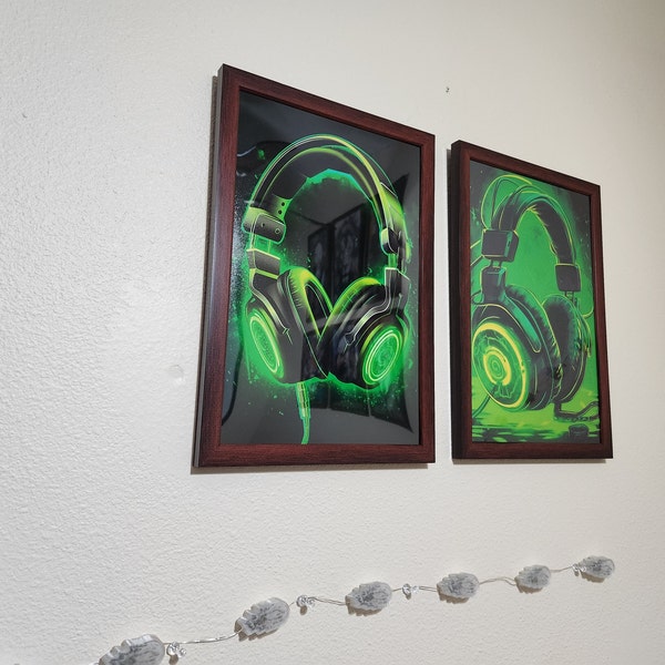 Set of 6 Neon Green Gaming Posters DIGITAL DOWNLOAD Gamer Wall Art ...