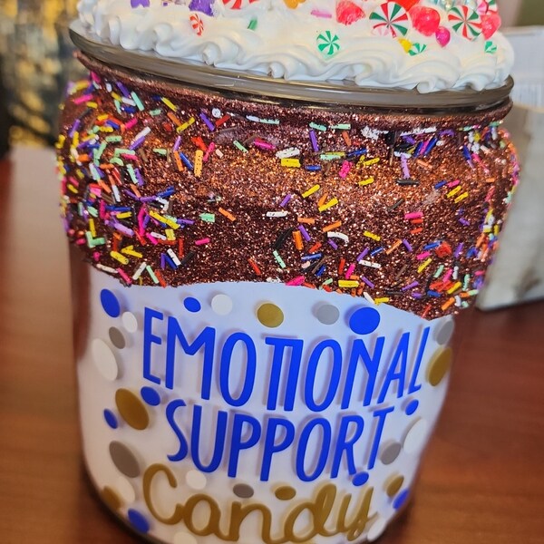 Personalized Glass Candy Jar for Emotional Support, Custom Chocolate ...