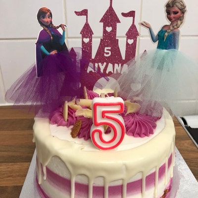 Frozen Cake Topper, Elsa Anna Cake Topper, Frozen Birthday Themed Cake ...