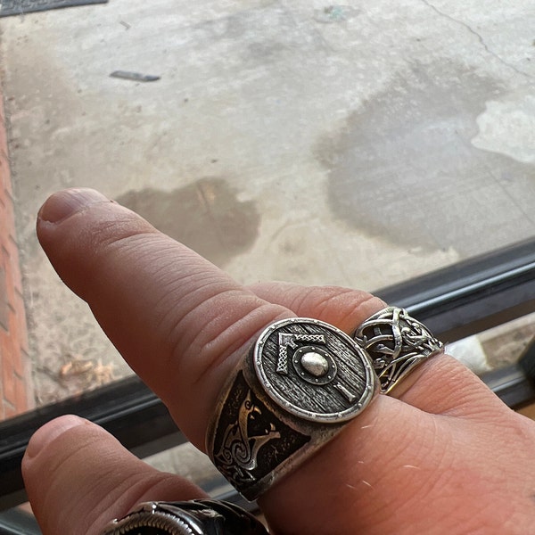Nordic Signet Viking Shield Ring Tiwaz Rune Norse Pagan Jewelry - Etsy