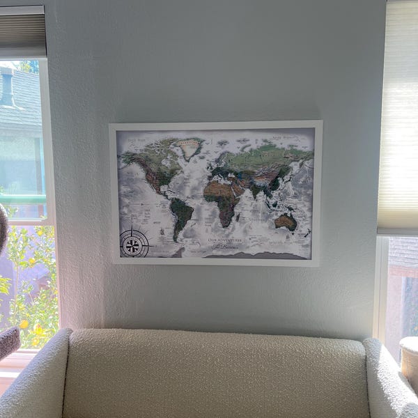 Nautilus World Map Push Pin, World Map Wall Art With USA National Parks ...