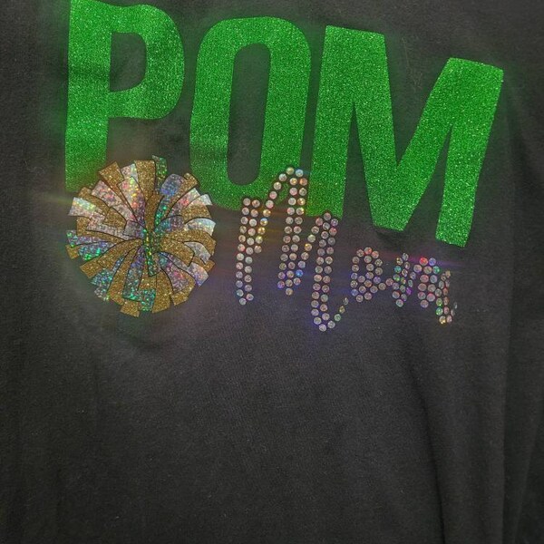 Pom Mom Shirt With a Name on the Back - Custom Colors - Faux Rhinestone ...