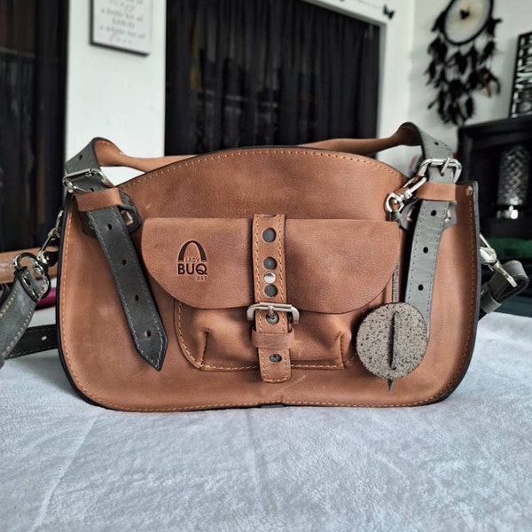 Leather Shoulder Bag With Clutch Laptop Bag Handbag Handmade Purse