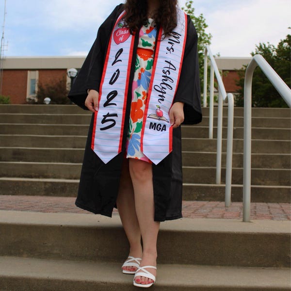 Custom Teacher Graduation Stole Class of 2026, Teacher Stole 2026 ...