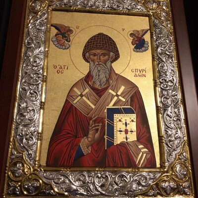 The Annunciation of Tinos Greek Orthodox Silver Icon 23x18cm gold ...