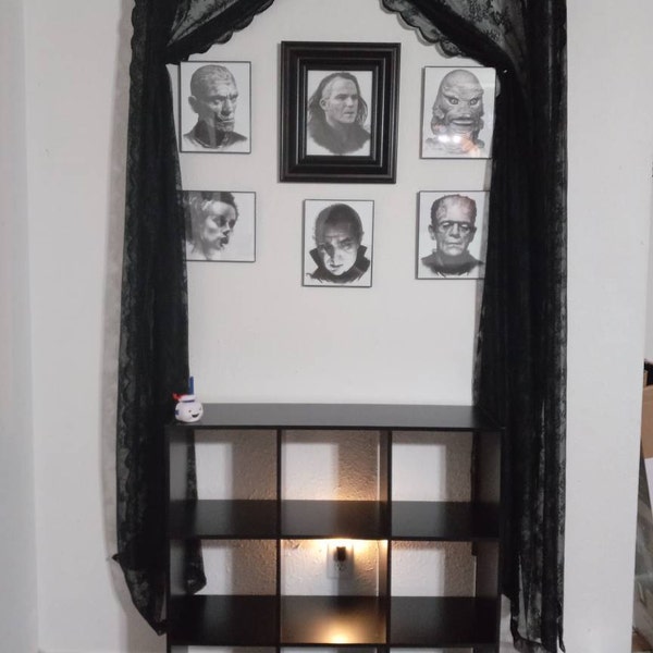 Monsters - Classic Universal Horror Dark Art Frankenstein Dracula Mummy Wolfman Vintage Spooky ...