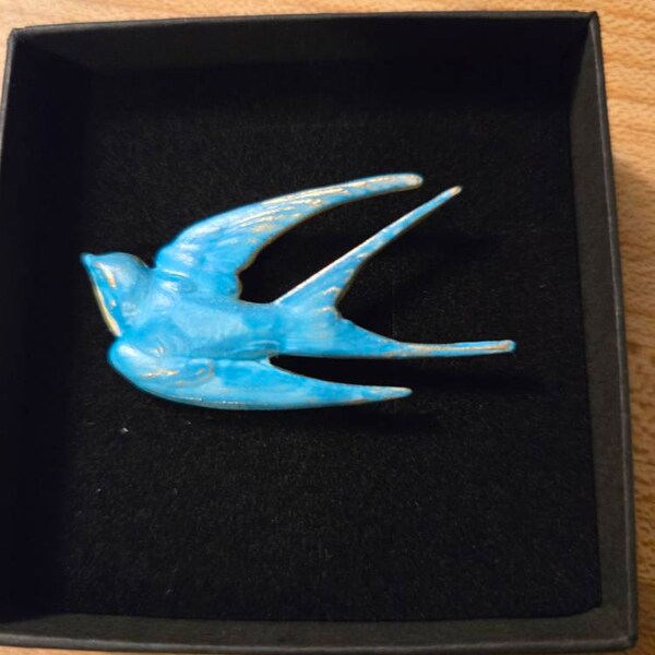 Swallow Bird Brooch: Dusty Blue Vintage Pin - Etsy