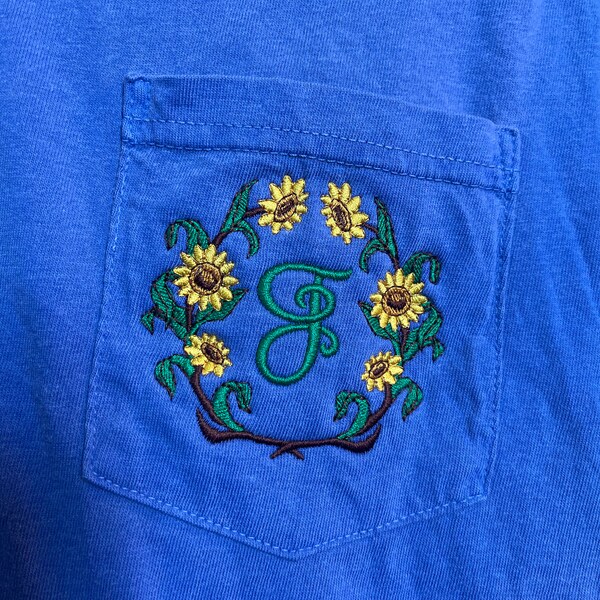 Sunflower Monogram Shirt, Daisy Monogram, Flower Monogrammed Tee, SHORT ...