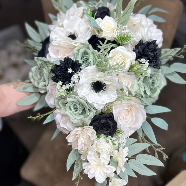 Wedding Bouquet White Anemone Wedding Ivory Anemone Cascade Bouquet ...
