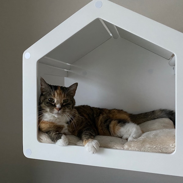 White Cat House Cat Trees Modern Cat Furniture Cat House Cat Shelf Cat ...