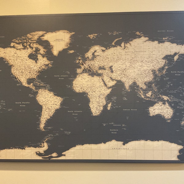 Push Pin World Map Wall Art, Large Places Visited Pin Board to Mark ...