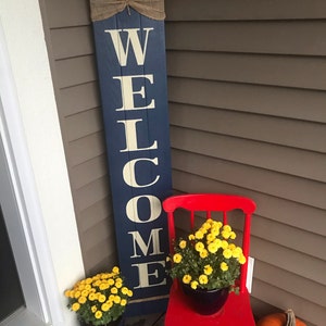 Farmhouse Rustic Wood Welcome Sign, Vertical Wooden Welcome Sign ...