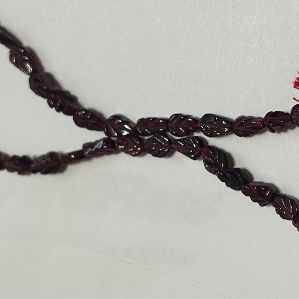 SPECIAL OFFER! Garnet Carved Smooth Pear Beads, Garnet Carving Leaf ...