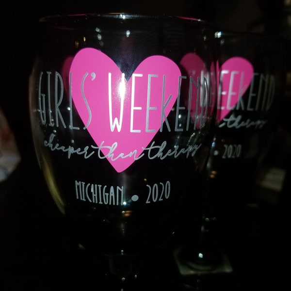 Girls Weekend Cheaper Than Therapy Heart DECALS for Wine Glass, Yeti or ...