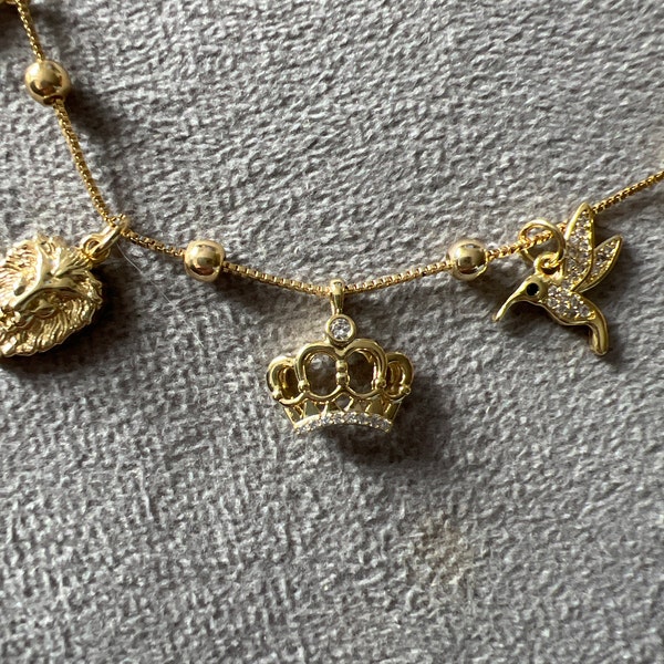 Mini 14k Gold Filled Tiara Charm, Micro Cz Pave Princess Crown Pendant ...