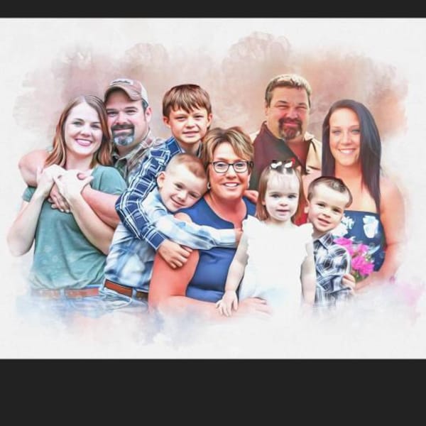 Watercolor Family Portrait From Multiple Photos, Merge Different Photos ...