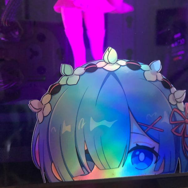 Rem Peeker Holographic Sticker | Rem Stickers Peekers Computer Decals ...