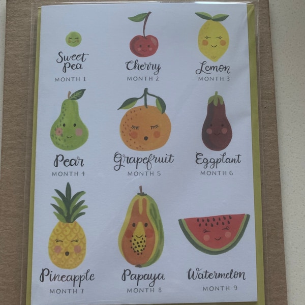 Fruit Pregnancy Months - Card - Etsy