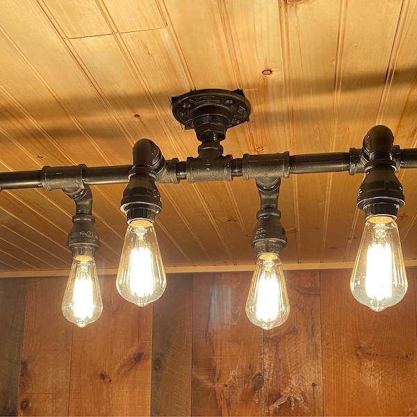 Industrial Lighting Chandelier, Iron Pipe Ceiling Light, Large 7-bulb ...