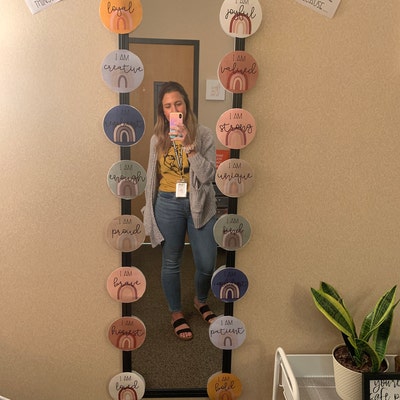 BOHO RAINBOW Affirmation Station Positive Affirmations Mirror Display ...