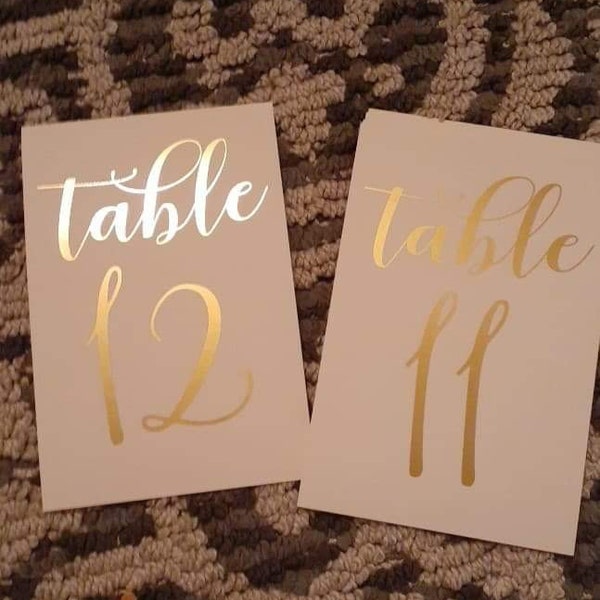 Ivory and Gold Foil Wedding Table Numbers, Handmade, Elegant, Chic ...