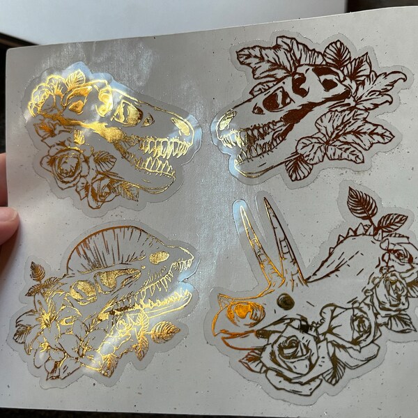 Floral Dinosaur Sticker Holographic Dino Dinosaur Stickers Floral ...