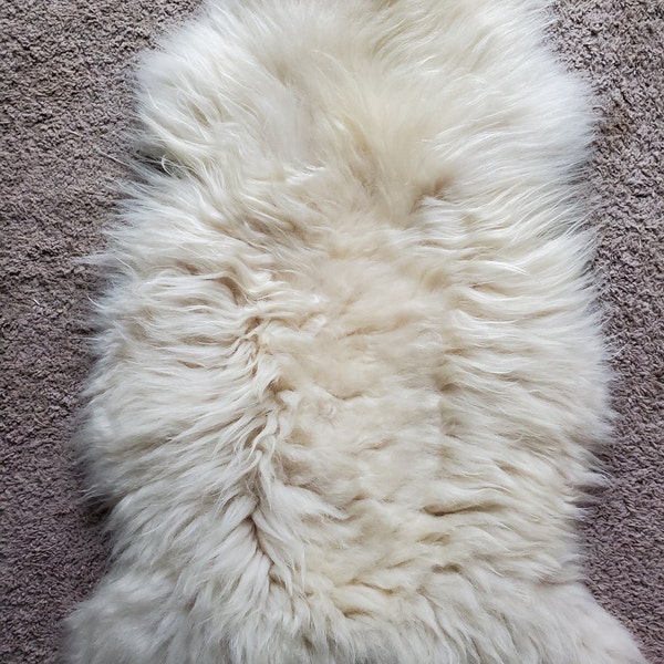 Genuine Real Sheepskin Rug Ivory Sheepskin Rug Single Pelt Wool Fur ...
