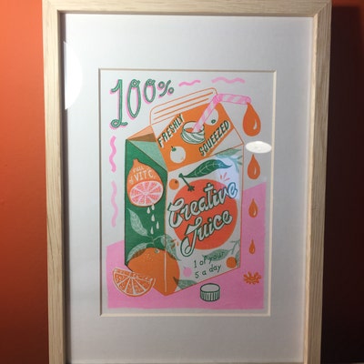 Creative Juice A5 Risograph Print, Orange Juice Wall Art - Etsy