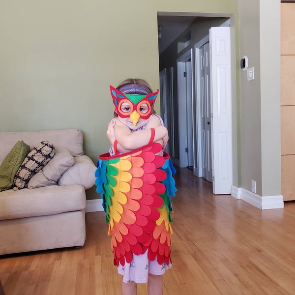 Rainbow Owl Costume Set / Wings and Mask / Vibrant Rainbow Colors ...