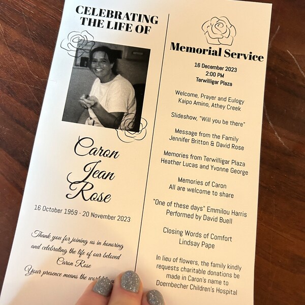 Editable Simple Funeral Program, Printable Template Corjl, Celebration ...