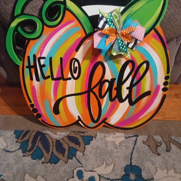 Fall Door Hanger - Pumpkin Door Decor - Autumn Door Sign - Thanksgiving ...
