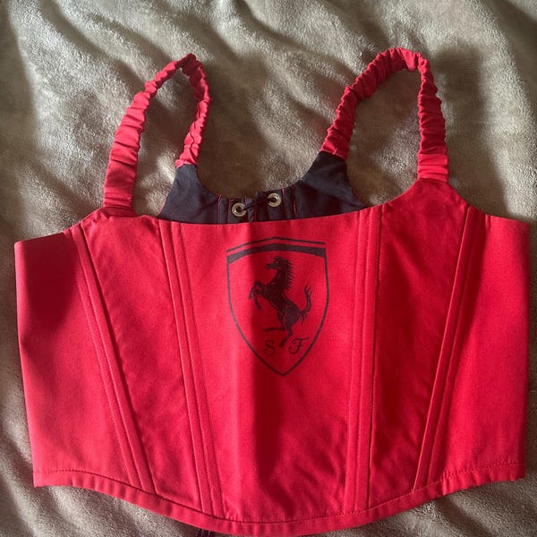 CORSET SPORT FERRARI / Upcycling Corset From Polo/ Ferrari Shirt - Etsy