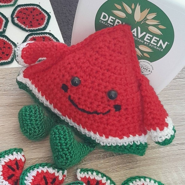 CROCHET WATERMELON PATTERN, Amigurumi Watermelon Slice With Eyes and ...