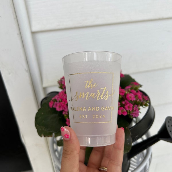 Custom Wedding Reception Bar Frosted Cups, Personalized Shatterproof ...