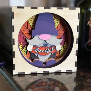 Thanksgiving Gnome 3D Shadow Box SVG/ Thankful Shadow Box/ Thanksgiving ...