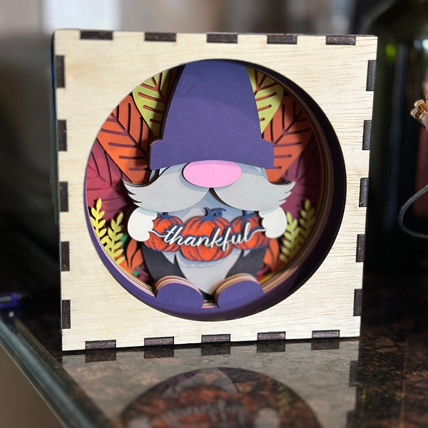 Thanksgiving Gnome 3D Shadow Box SVG/ Thankful Shadow Box/ Thanksgiving ...