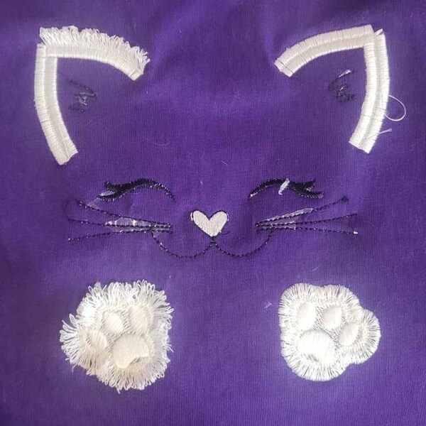 Fringe Fluffy Paws Kitten Cat Fringed Fur Machine Embroidery Designs ...