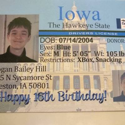 Any State Sweet Sixteen Drivers License Birthday Edible Cake Toppers ...