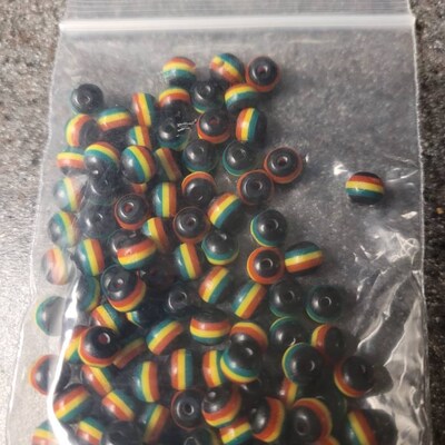 Black Loose Round DIY Spacer Resin Red Yellow Green Striped Jamaica ...