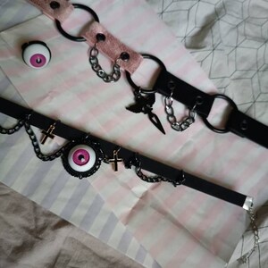 EYES Pastel Goth Halloween Necklace With Bat Wings Cross O-ring ...