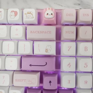 Cow and Bunny Keycap Kawaii Mechanical Keyboard - Etsy
