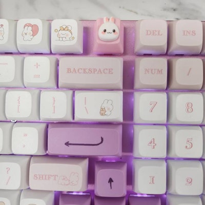 Cow and Bunny Keycap Kawaii Mechanical Keyboard - Etsy