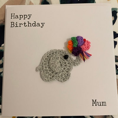 Handmade Elephant Birthday Card, Personalised Elephant Card, Elephant ...