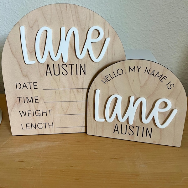 Personalized 'hello, My Name Is' Sign and Birth Stat Sign Newborn ...