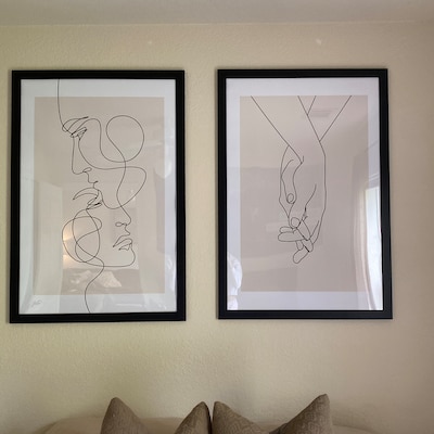 Set of 2, Line Drawing Print. Romantic Wall Art. Couple Art. Line Art ...