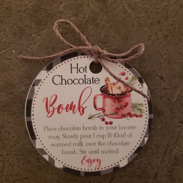 Printable Hot Cocoa Bomb Tag or Sticker, Christmas Hot Chocolate Bomb ...