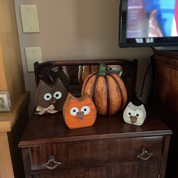 RESTOCKED! Wood Owl Fall Decor. Tiered Tray Fall Decorations. Halloween ...