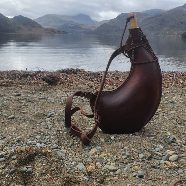 VERY BIG 2.8l Waterskin, HAND Sewn, Canteen, Flask , Leather Bottle ...